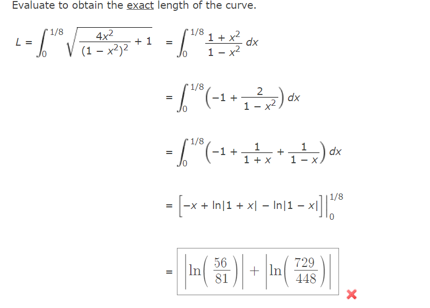 Solved Evaluate to obtain the exact length of the | Chegg.com
