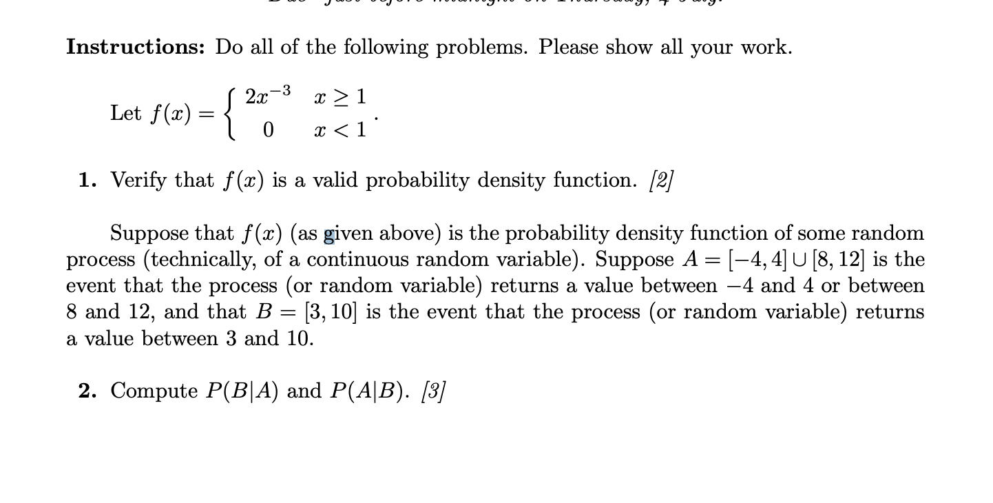 Solved Instructions: Do all of the following problems. | Chegg.com