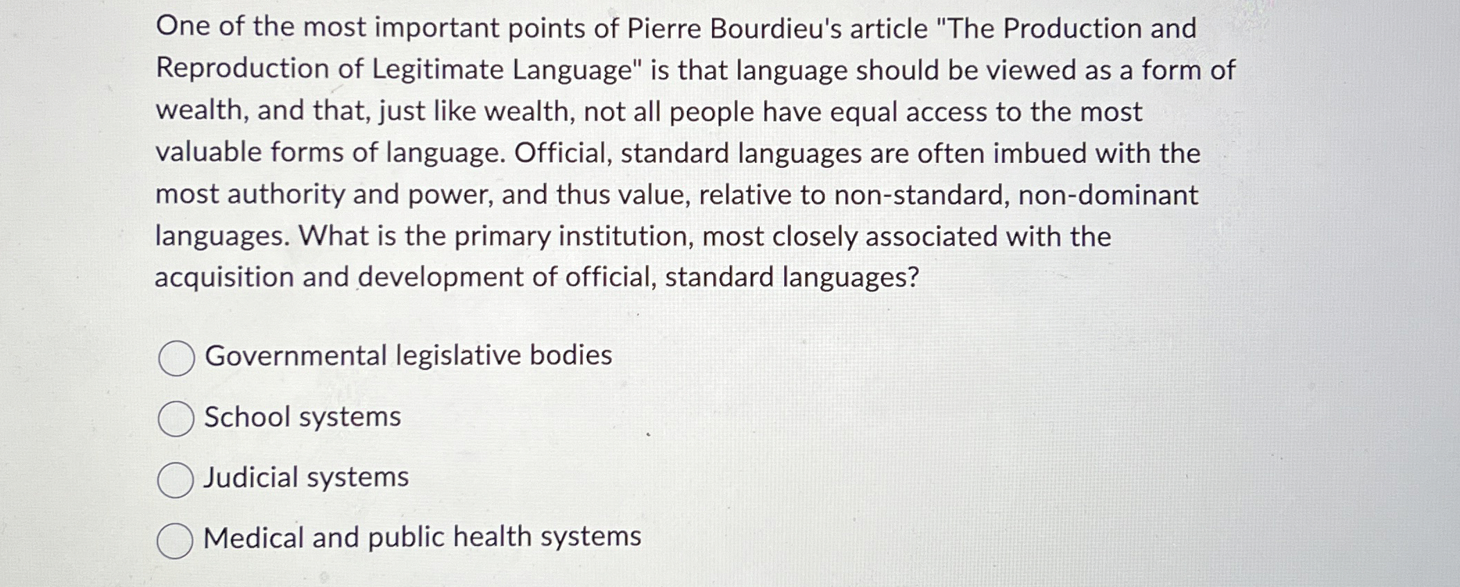 Solved One of the most important points of Pierre Bourdieu's | Chegg.com
