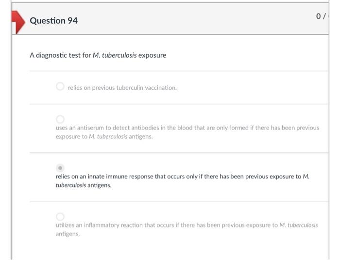 Solved A diagnostic test for M. tuberculosis exposure relies | Chegg.com