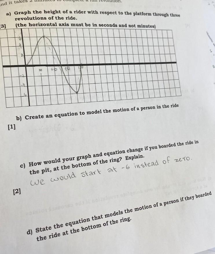 a) Graph the height of a rider with respect to the | Chegg.com
