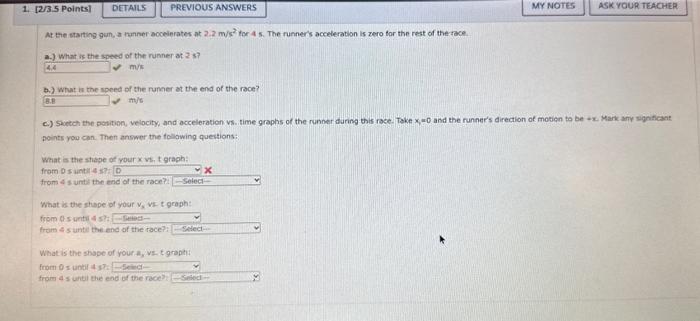 Solved At the starting gun, a punner acceinrates at 2.2 m/s2 | Chegg.com