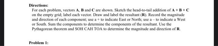 Directions: For each problem, vectors A, B and C are | Chegg.com