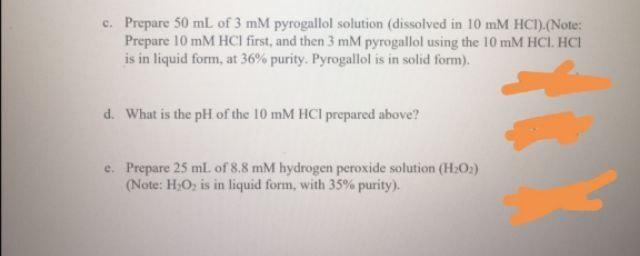 Solved c. Prepare 50 mL of 3 mM pyrogallol solution | Chegg.com