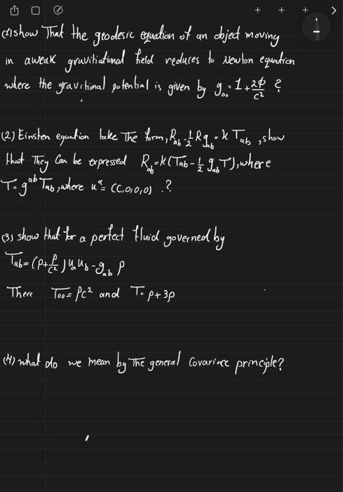 Solved (1)show That the geodesic equation of an cbject | Chegg.com