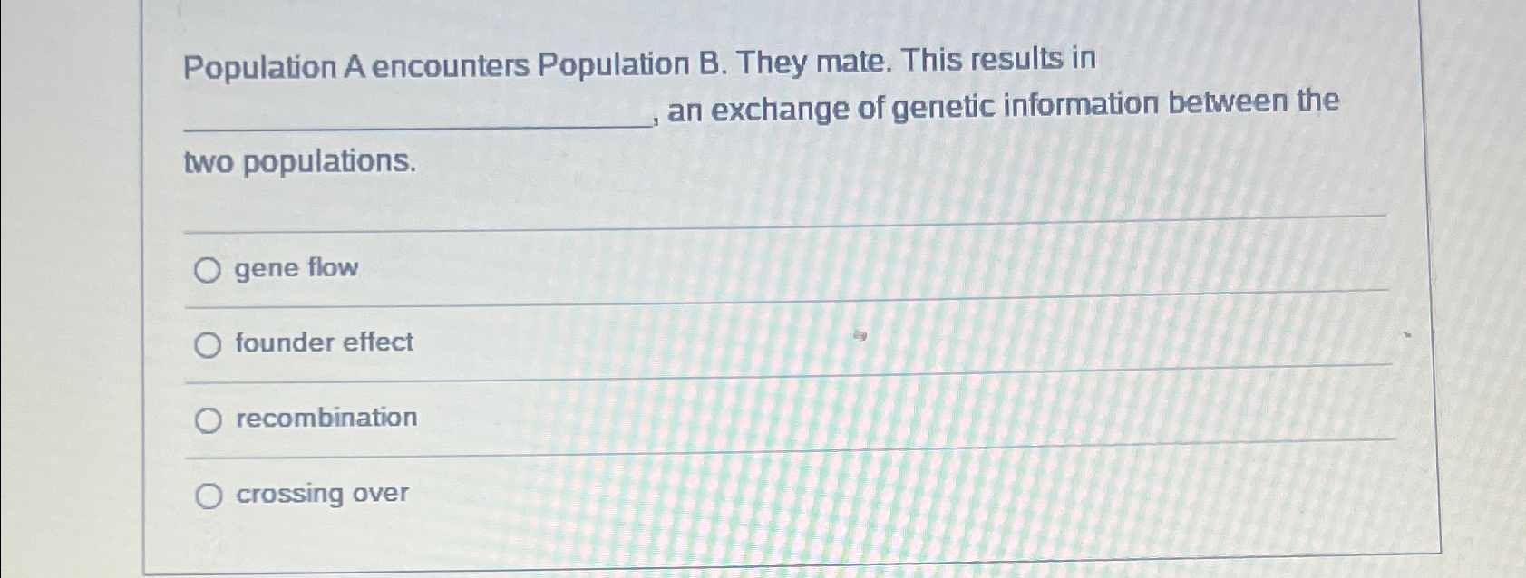 Solved Population A encounters Population B. ﻿They mate. | Chegg.com