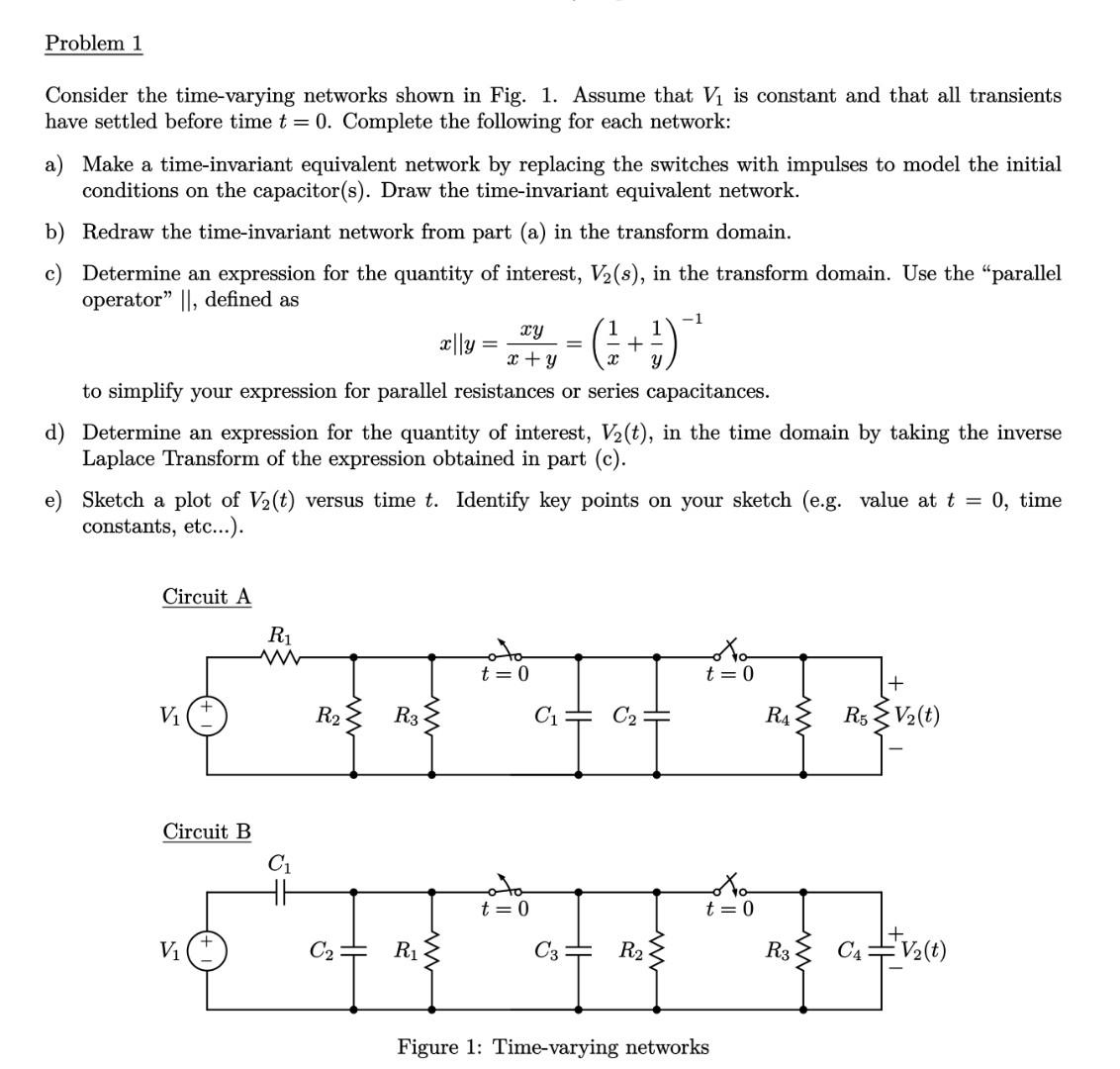Solved Consider The Time Varying Networks Shown In Fig 1