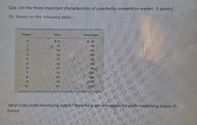 Solved Q2a. List the three important characteristics of a | Chegg.com