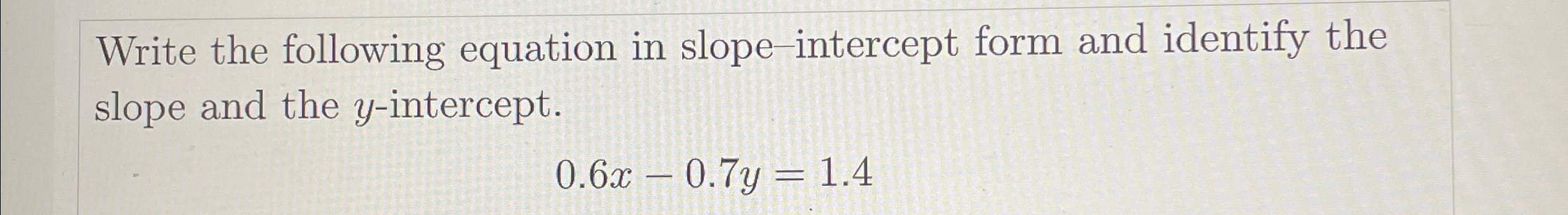 Solved Write the following equation in slope-intercept form | Chegg.com
