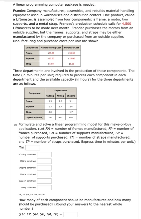 Solved A linear programming computer package is needed. | Chegg.com