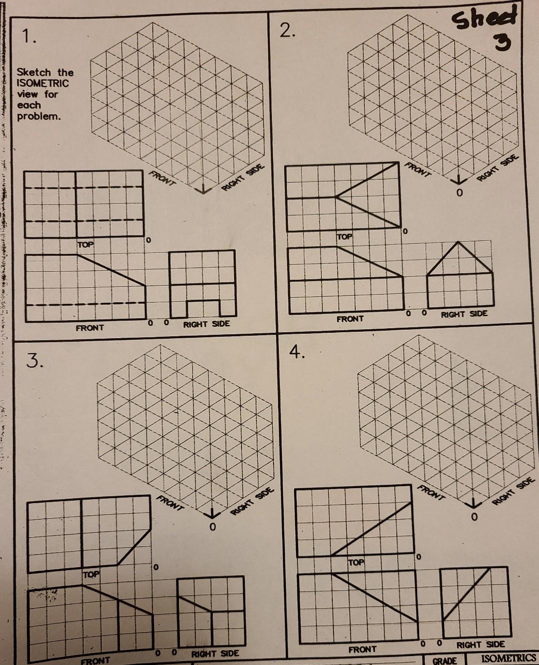 Solved Sheet 1. 2. Sketch the ISOMETRIC view for each | Chegg.com