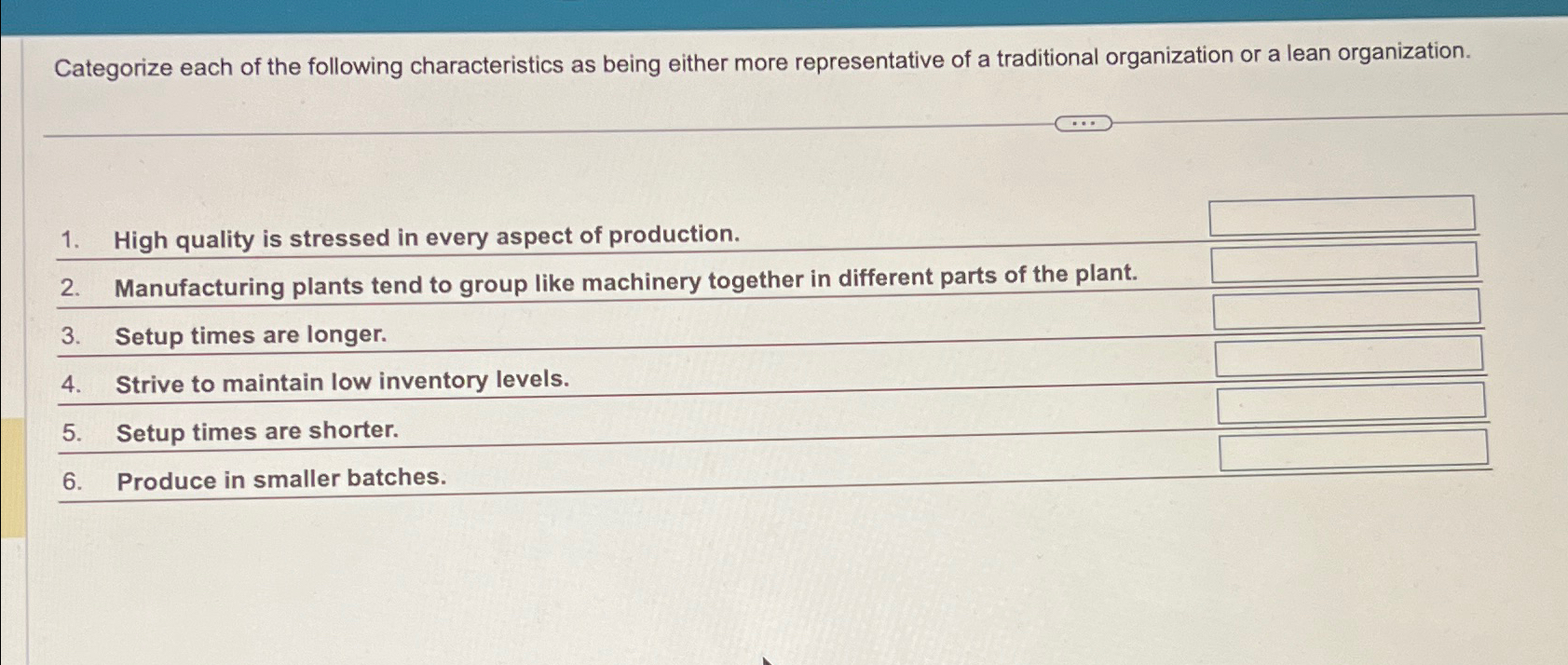 Solved Categorize each of the following characteristics as | Chegg.com