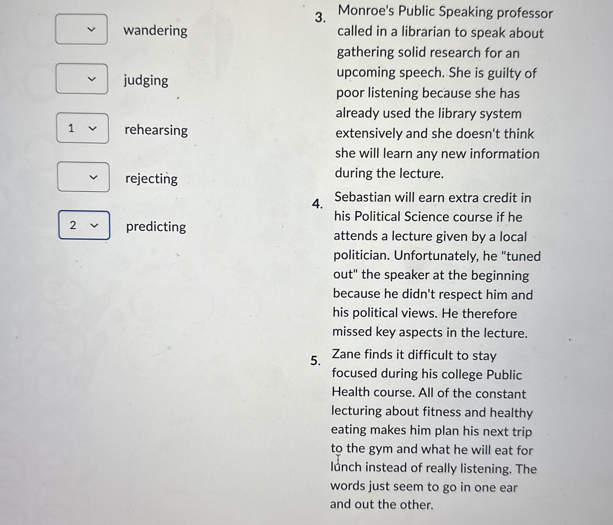Solved match with thr correct scenario | Chegg.com