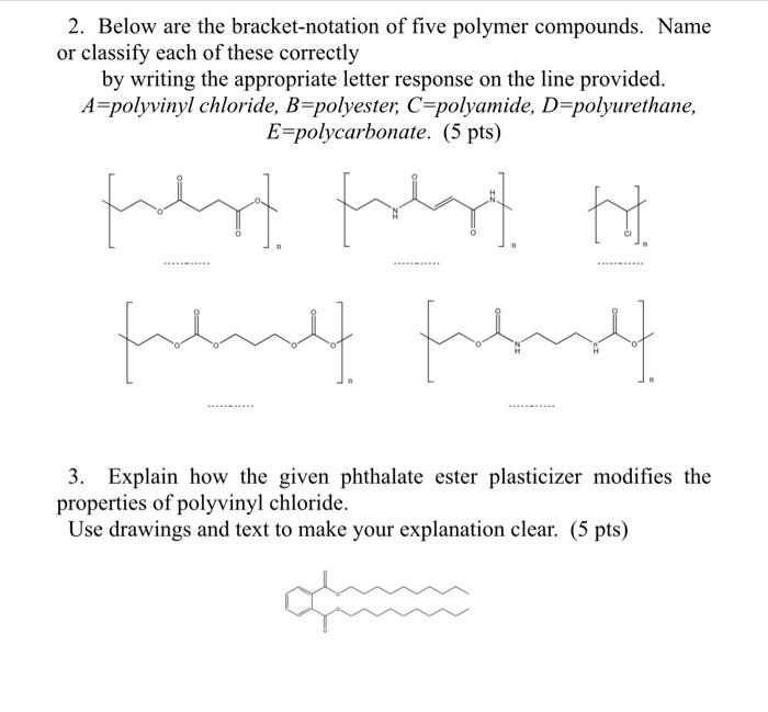 2. Below are the bracket-notation of five polymer | Chegg.com
