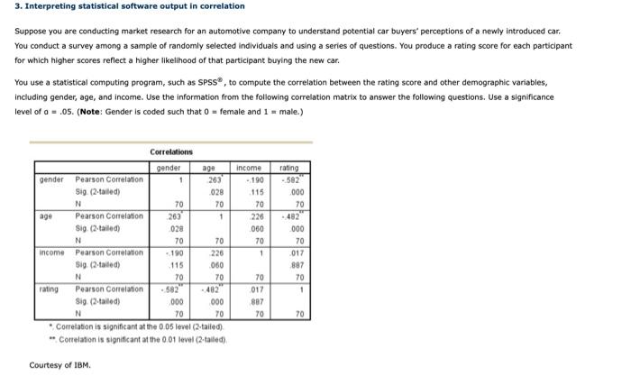 Solved 3. Interpreting statistical software output in | Chegg.com