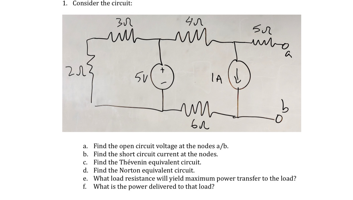 Solved Consider the circuit:a. ﻿Find the open circuit | Chegg.com
