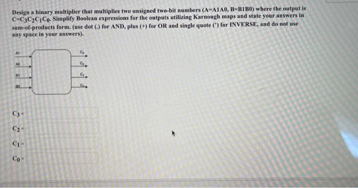 Solved Design a binary multiplier that multiplies two | Chegg.com