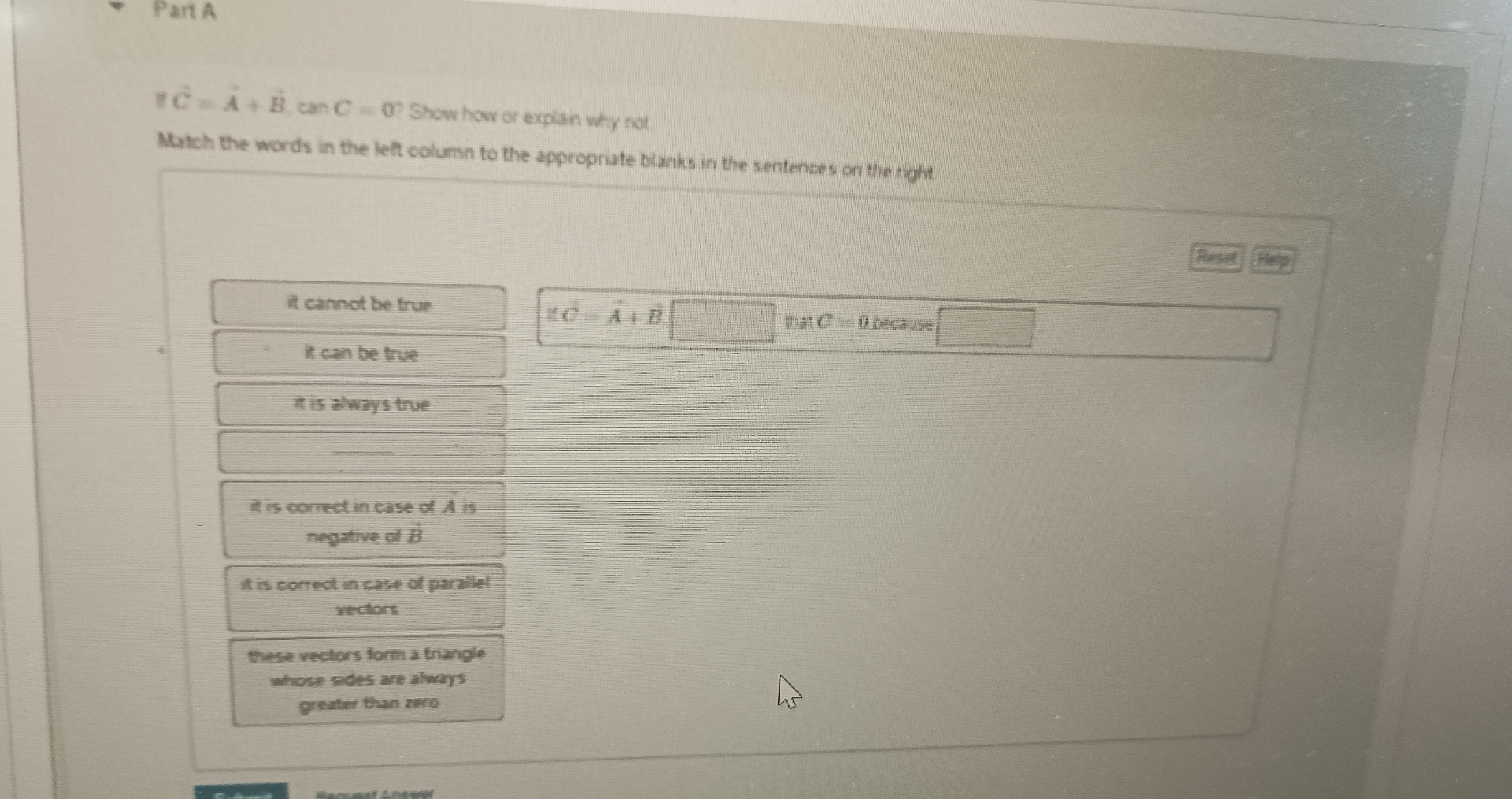 Solved Part A:'vec(C)=hat(A)+vec(B) ﻿can C=0 ﻿Show how or | Chegg.com