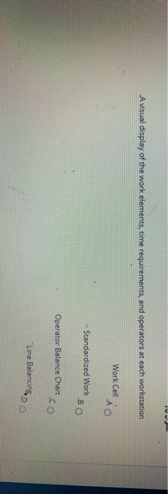 Solved TV .A visual display of the work elements, time | Chegg.com