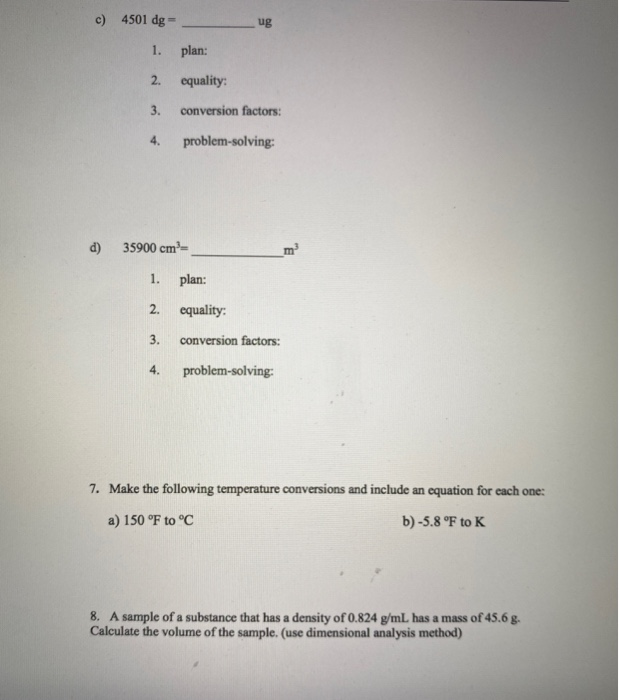 Solved c) 4501 dg = ug 1. plan: 2 equality: 3. conversion | Chegg.com