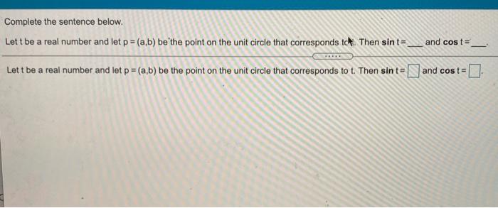 Solved Complete the sentence below. Lett be a real number | Chegg.com