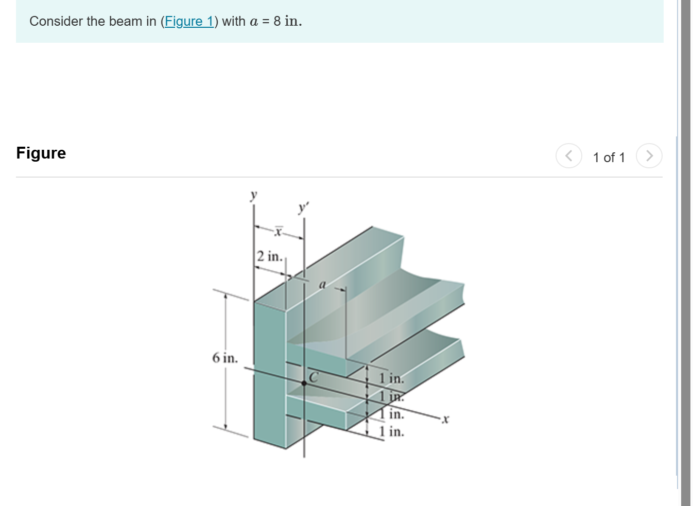 Solved Consider the beam in (Figure 1) ﻿with a=8in.Figure | Chegg.com