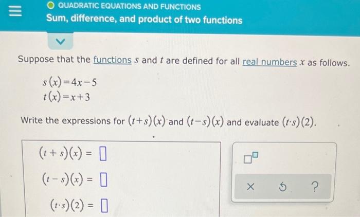 Solved Sum, difference, and product of two functions Suppose | Chegg.com
