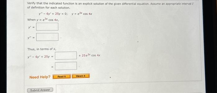 Solved Verify that the indicated function is an explicit | Chegg.com