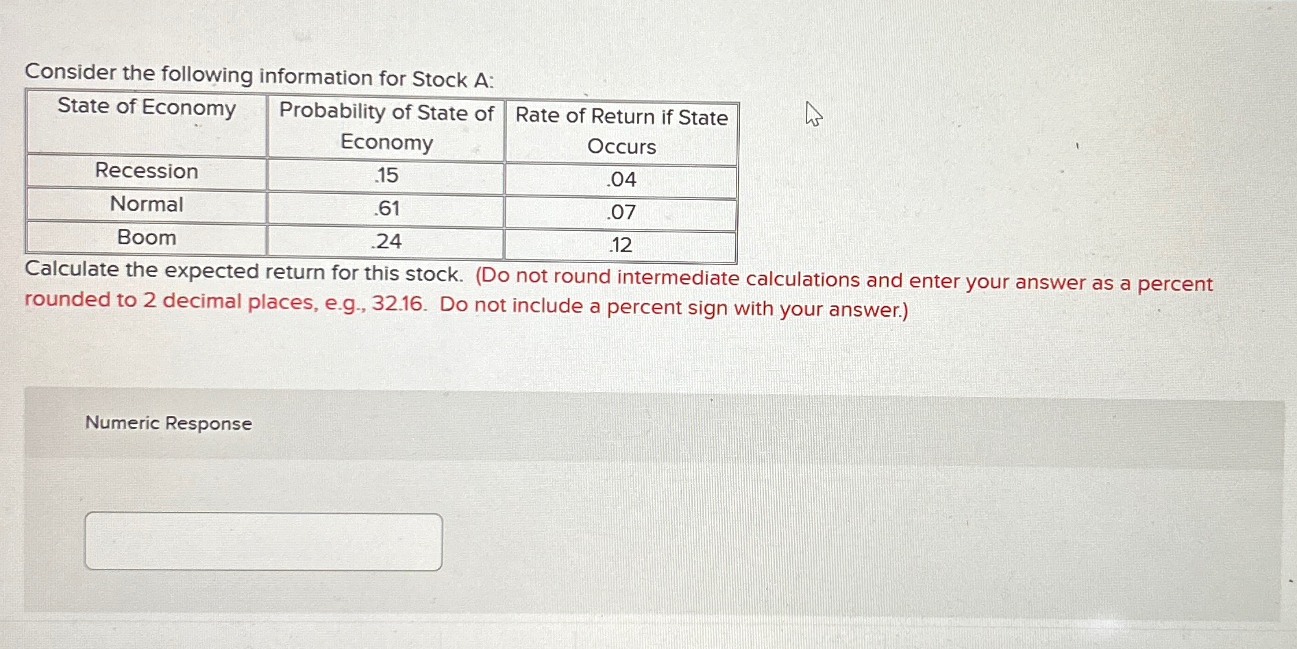 Solved Consider the following information for Stock | Chegg.com