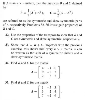 Solved If A ﻿is an n×n ﻿matrix, then the matrices B ﻿and C | Chegg.com