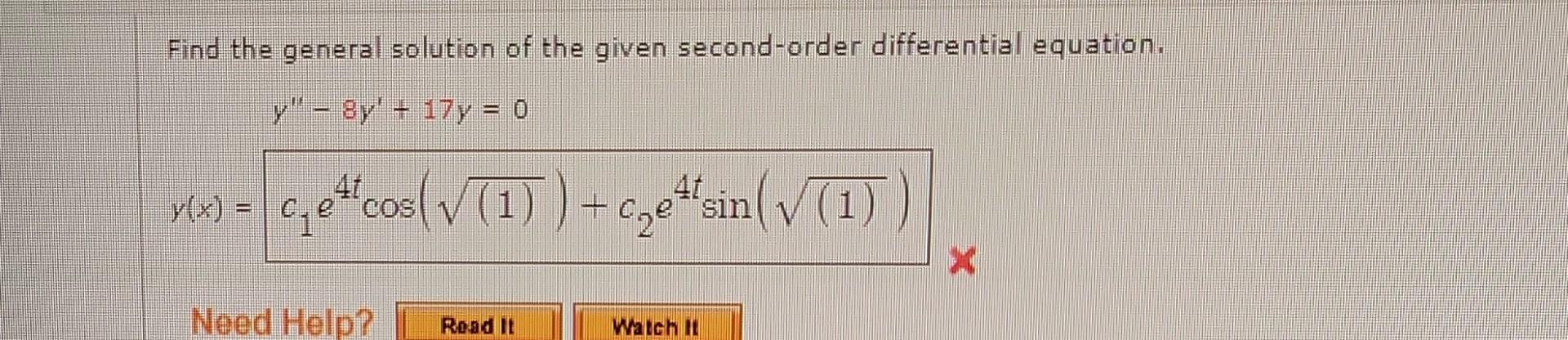 Solved Find the general solution of the given second-order | Chegg.com
