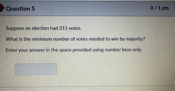 Solved Suppose an election had 211 votes. What is the | Chegg.com