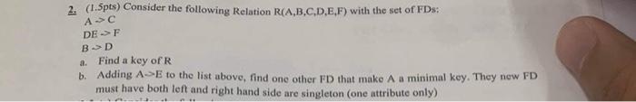 Solved 2. ( 1.5pts) Consider the following Relation | Chegg.com
