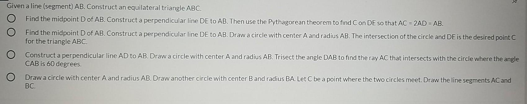 Solved Given a line (segment) AB. Construct an equilateral | Chegg.com