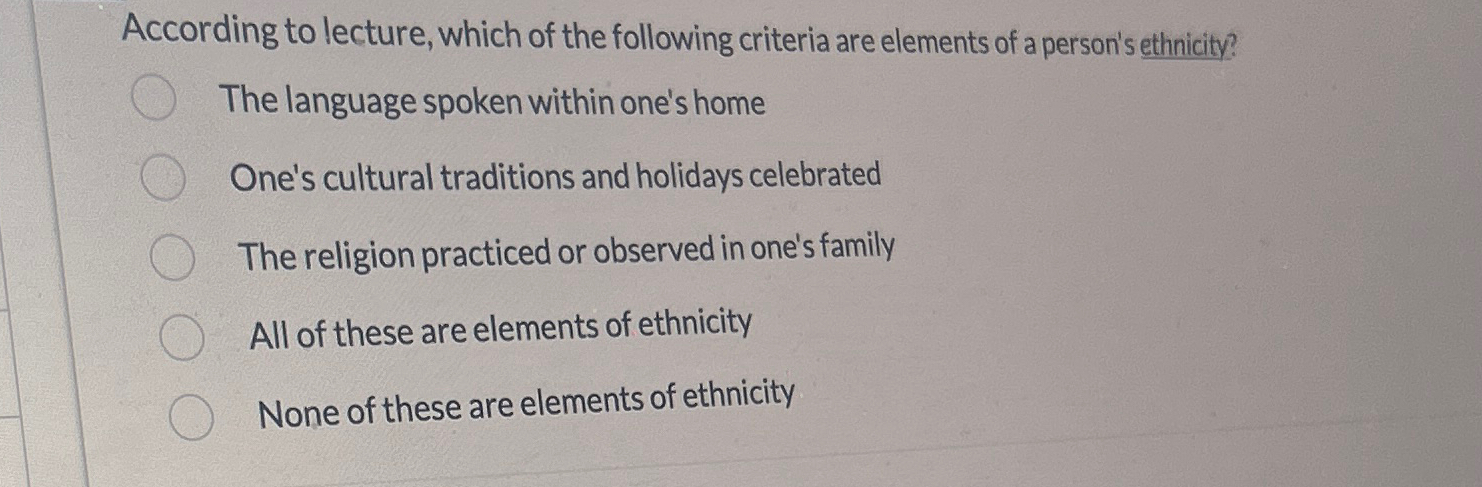 Solved According to lecture, which of the following criteria | Chegg.com