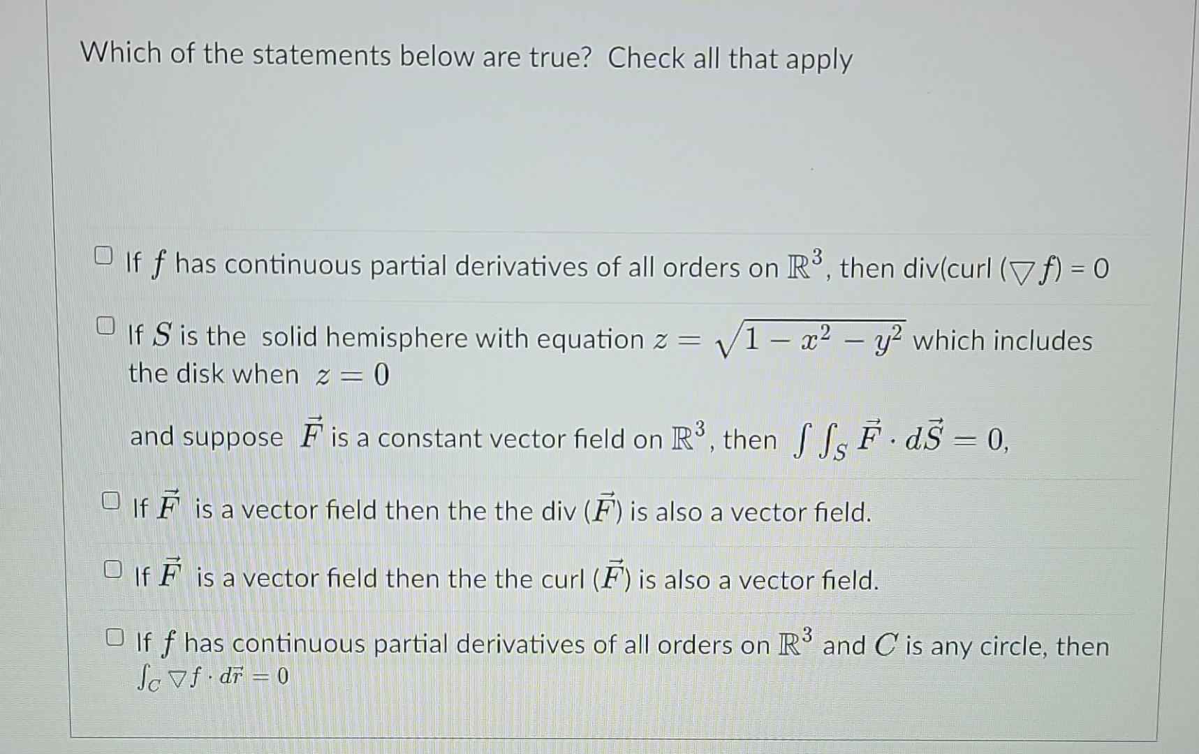 Solved Which of the statements below are true? Check all | Chegg.com