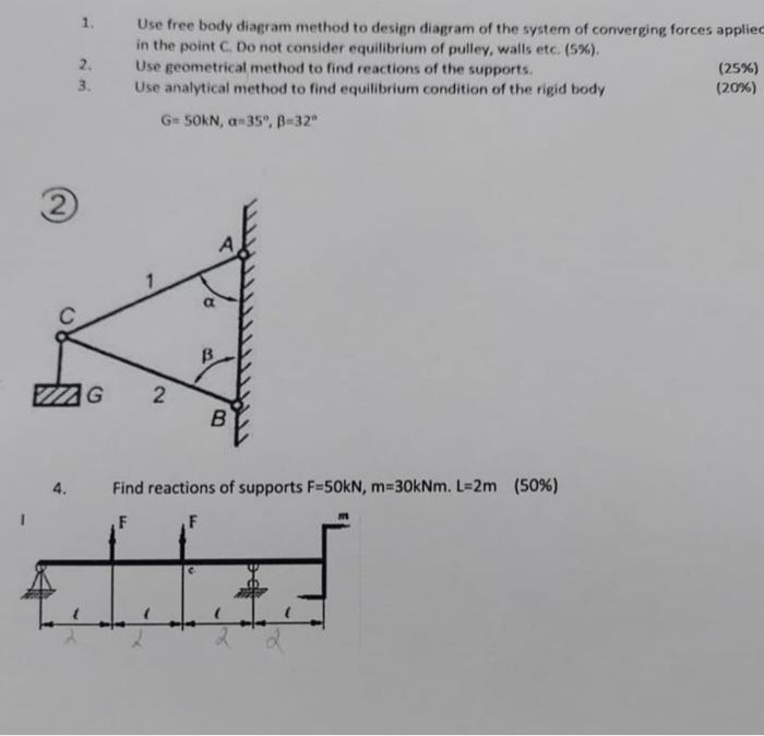 Solved 1. 2. 3. Use free body diagram method to design | Chegg.com