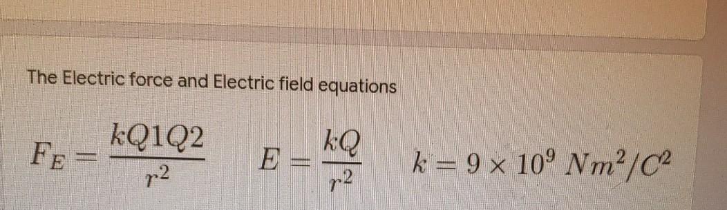 Solved The Electric force and Electric field equations kQ1Q2 | Chegg.com