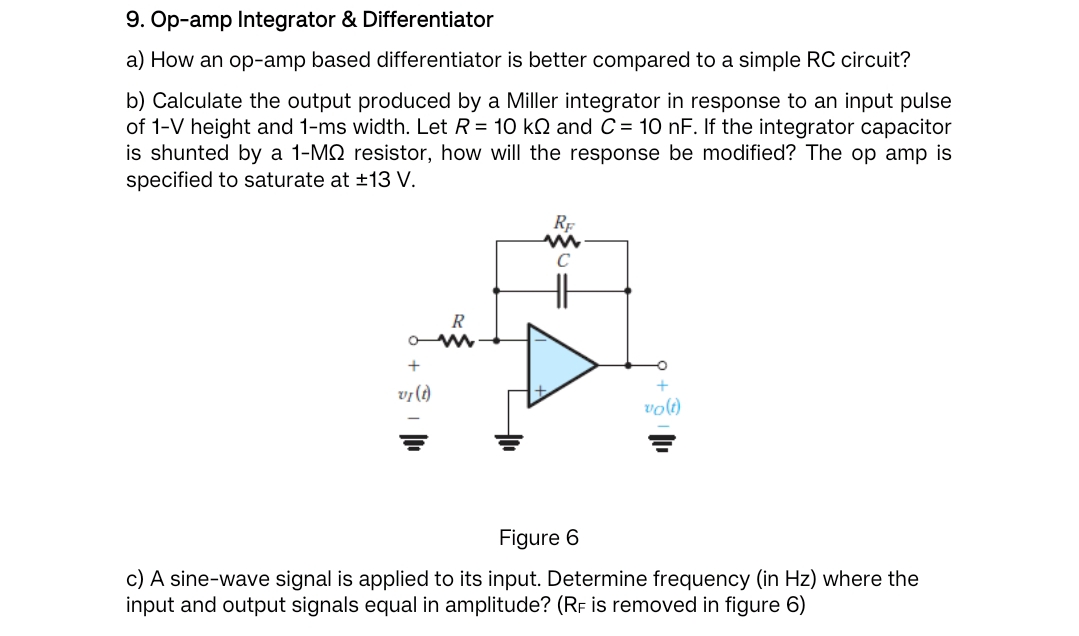 Solved Op-amp Integrator & Differentiatora) ﻿How an op-amp | Chegg.com