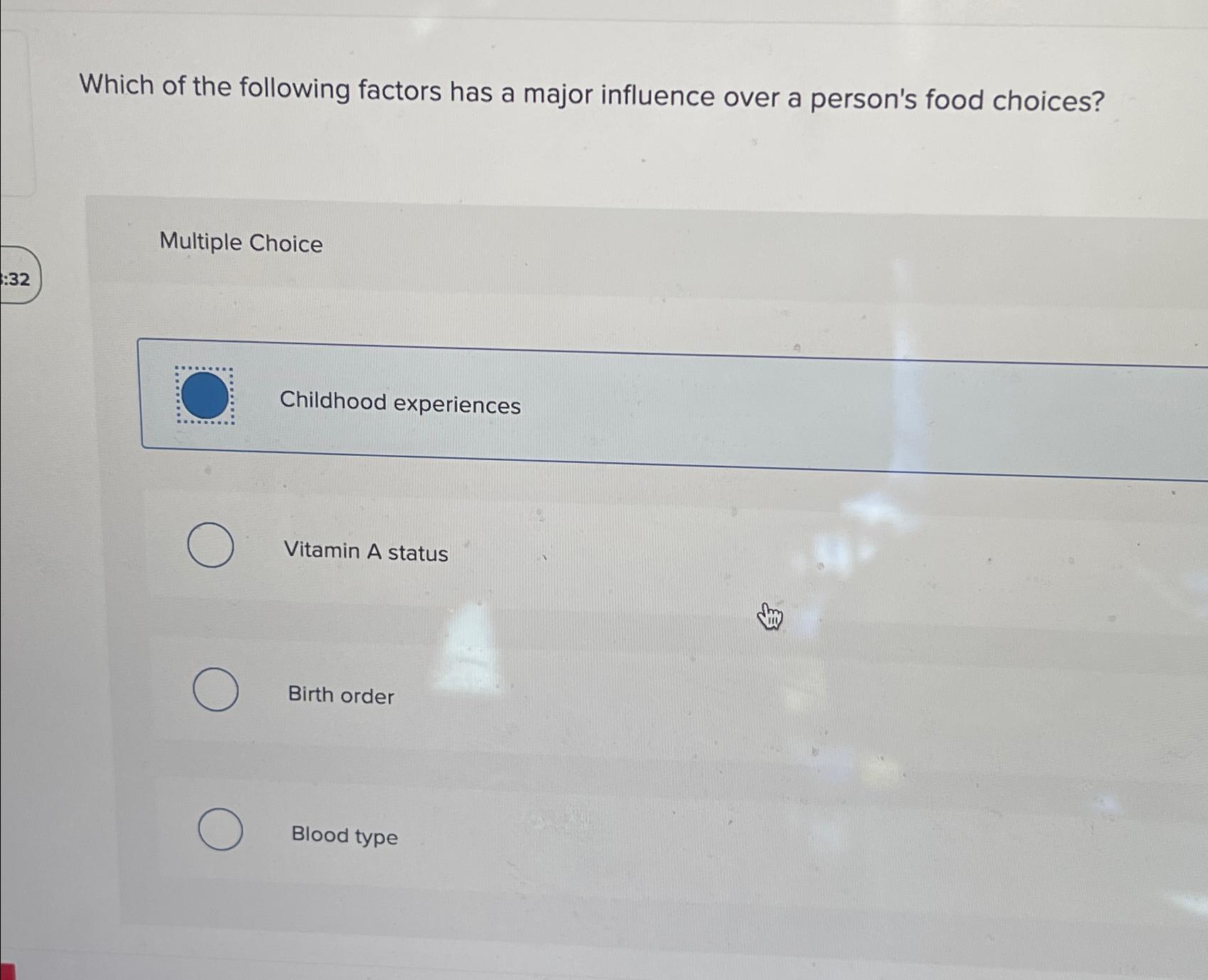 Solved Which of the following factors has a major influence | Chegg.com