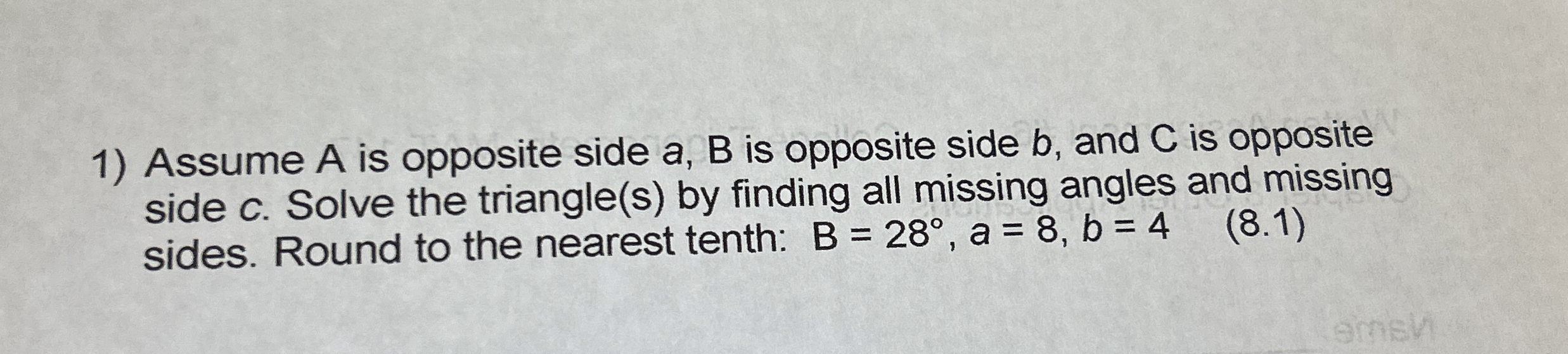 Solved Assume A ﻿is opposite side a,B ﻿is opposite side b, | Chegg.com