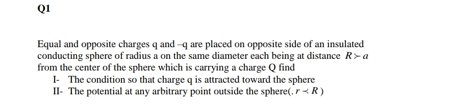 Solved Q1Equal and opposite charges q and -q are placed on | Chegg.com