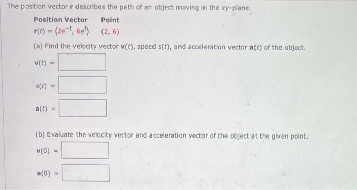 Solved The position vector r describes the path of an object | Chegg.com