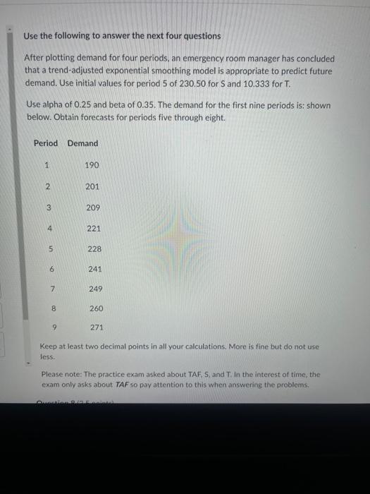 Solved Use the following to answer the next four questions | Chegg.com
