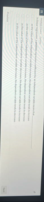 Solved 21Multiple Choice 2 ﻿pointsIn linear regression, a | Chegg.com
