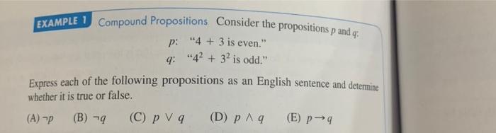 Solved EXAMPLE 1 Compound Propositions Consider the | Chegg.com