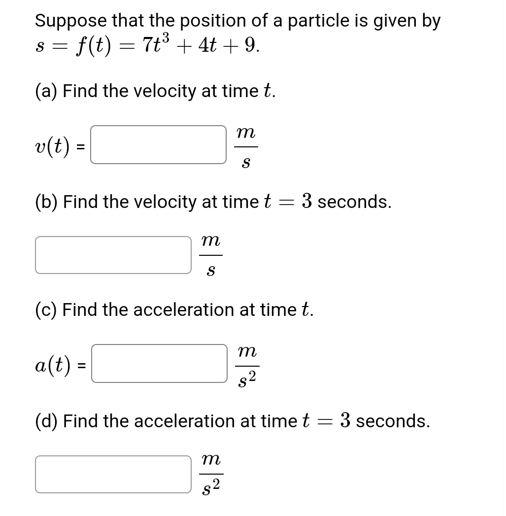 Solved Suppose that the position of a particle is given by | Chegg.com