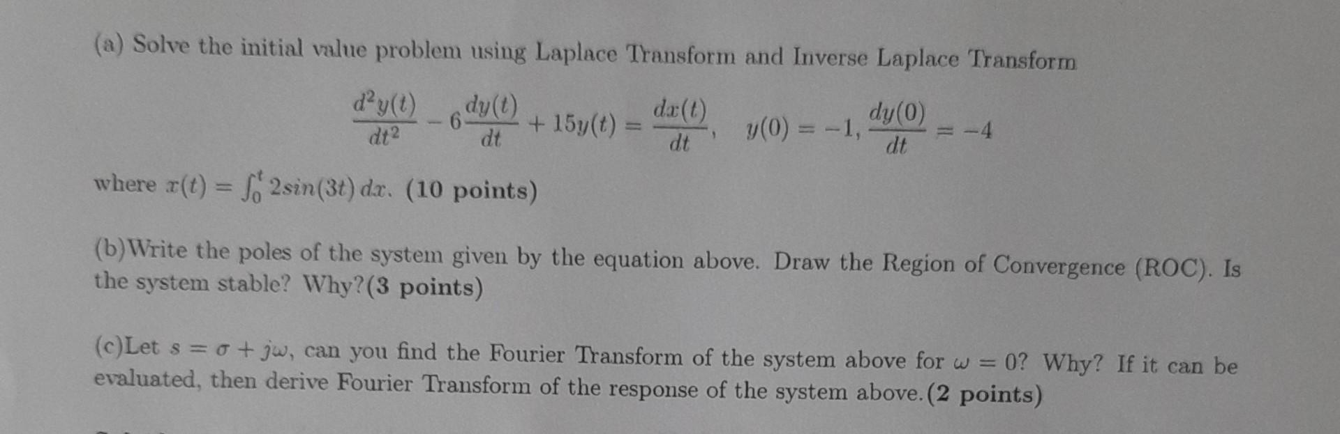 Solved A Solve The Initial Value Problem Using Laplace 2217