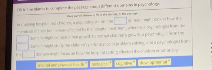 Solved Fill in the blanks to complete the passage about | Chegg.com