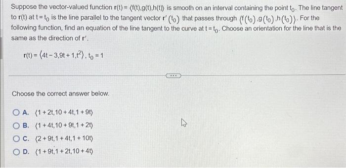 Solved Suppose the vector-valued function \\( r(t)=\\langle | Chegg.com